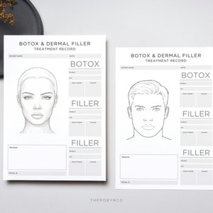 Botox and Dermal Filler Face Lip Treatment Record Form PDF, Patient ...