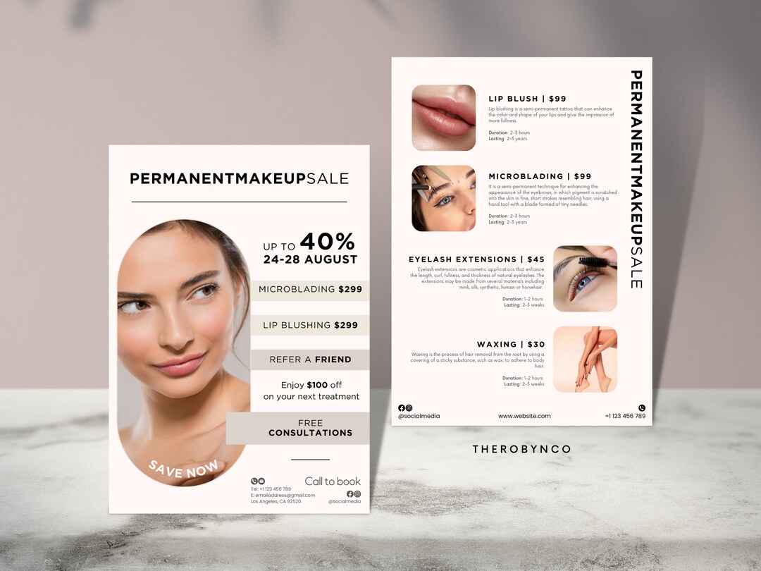PMU Beauty Flyer Brand Awareness Templates, Hair Nail Makeup Salon ...