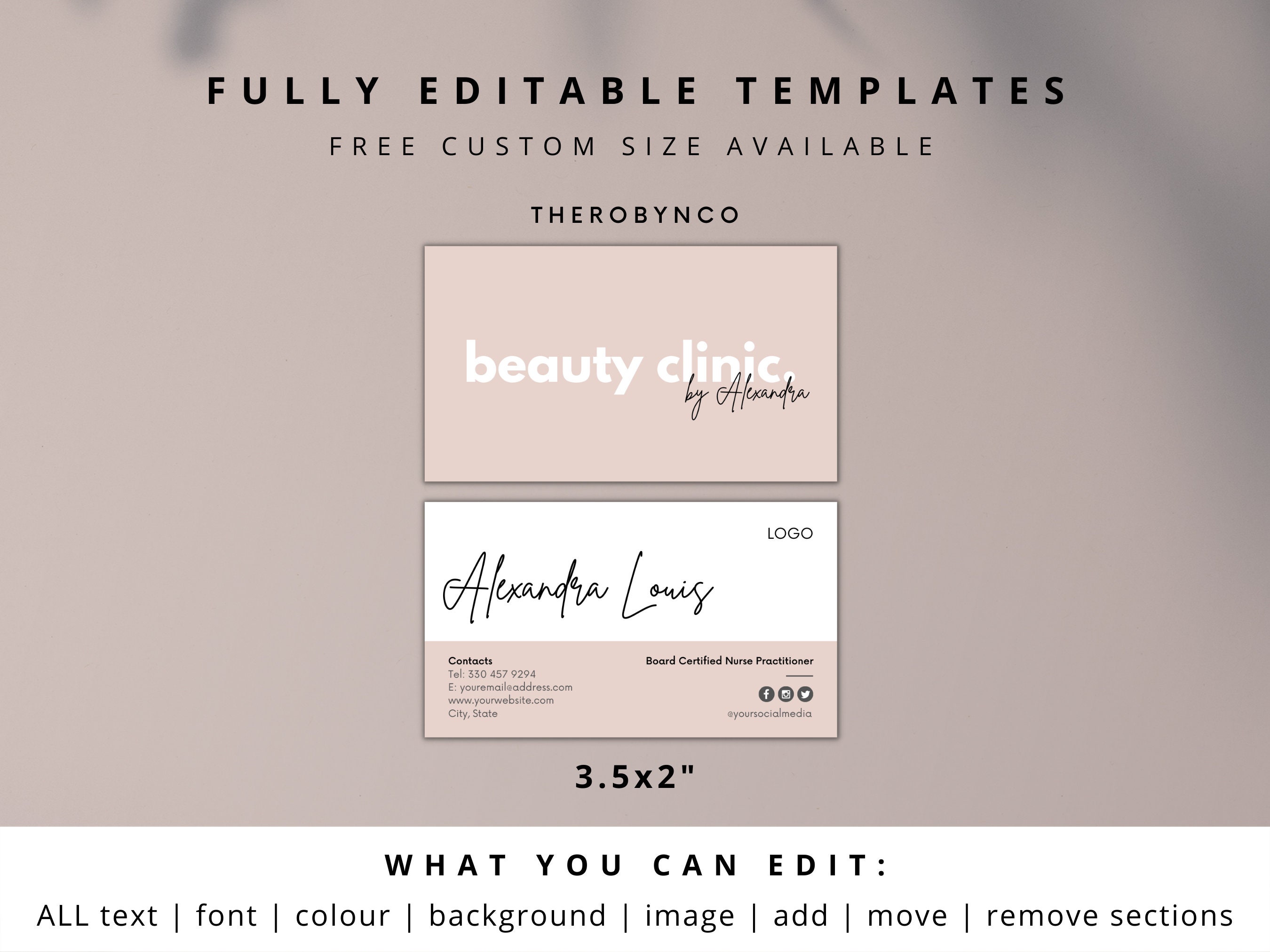 DIY Nurse Injector Certified Business Card Templates Design, Editable ...