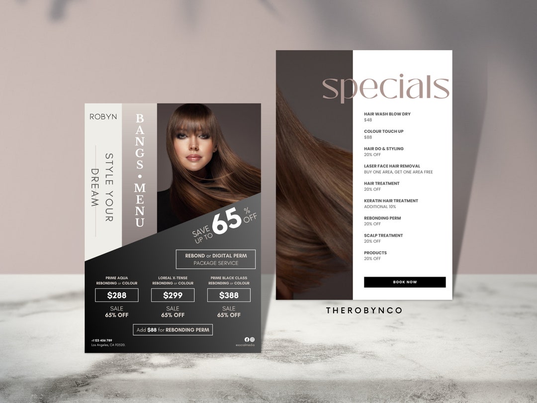 Hair Salon Flyer Templates Design, Editable Printable 2022, Beauty Hair ...