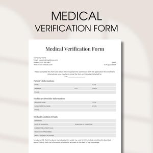 Medical History Verification Form, Proof of Medical Treatment Form ...