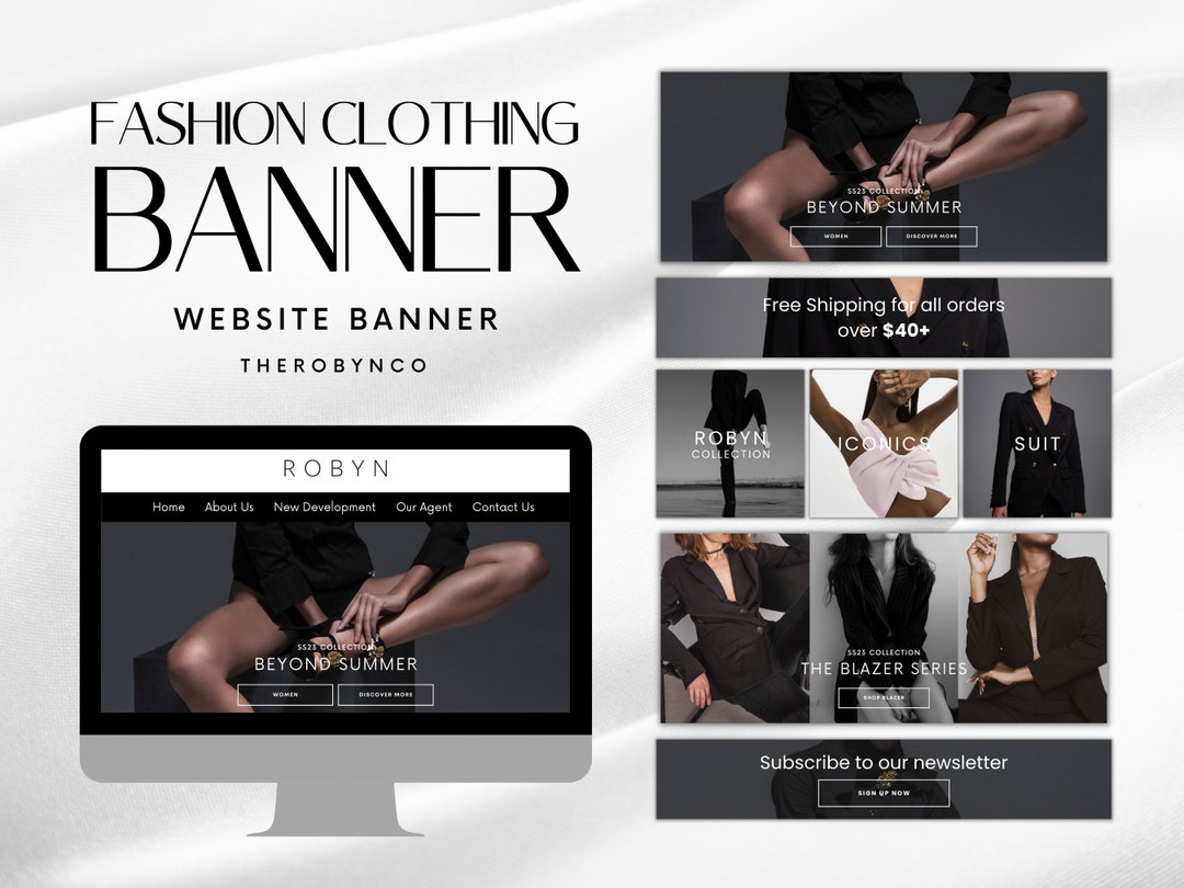 DIY Fashion Clothing Website Banner Shopify Bundle Set Templates Design ...