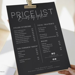 PMU Price List Templates Design Editable Printable Microblading Brows ...