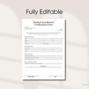 Student Enrollment Verification Form Template, Proof of Enrolment Form ...
