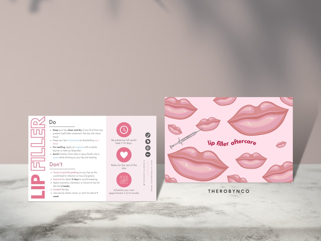 Lip Filler Aftercare Card Design Templates, Lips Enhancement ...