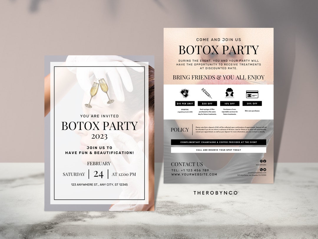 DIY Botox Party Promotional Beauty Flyer Templates, Editable Printable ...