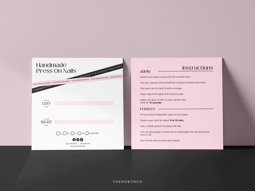 DIY Press on Nails Product Card Templates, Instructions How to Card ...