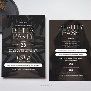 DIY Botox Party Invitation Flyer Templates, Editable Printable, Botox ...