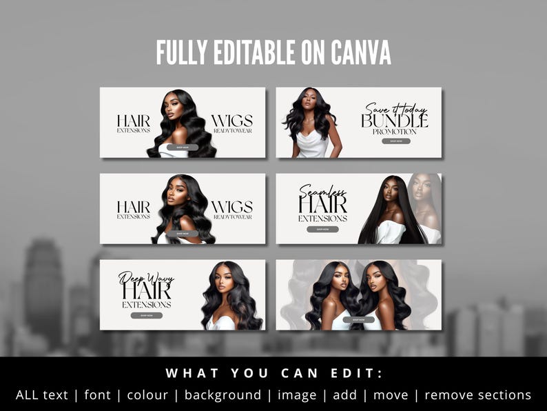 DIY Hair Extensions Website Banner Templates, Header Large Banner, Hair ...