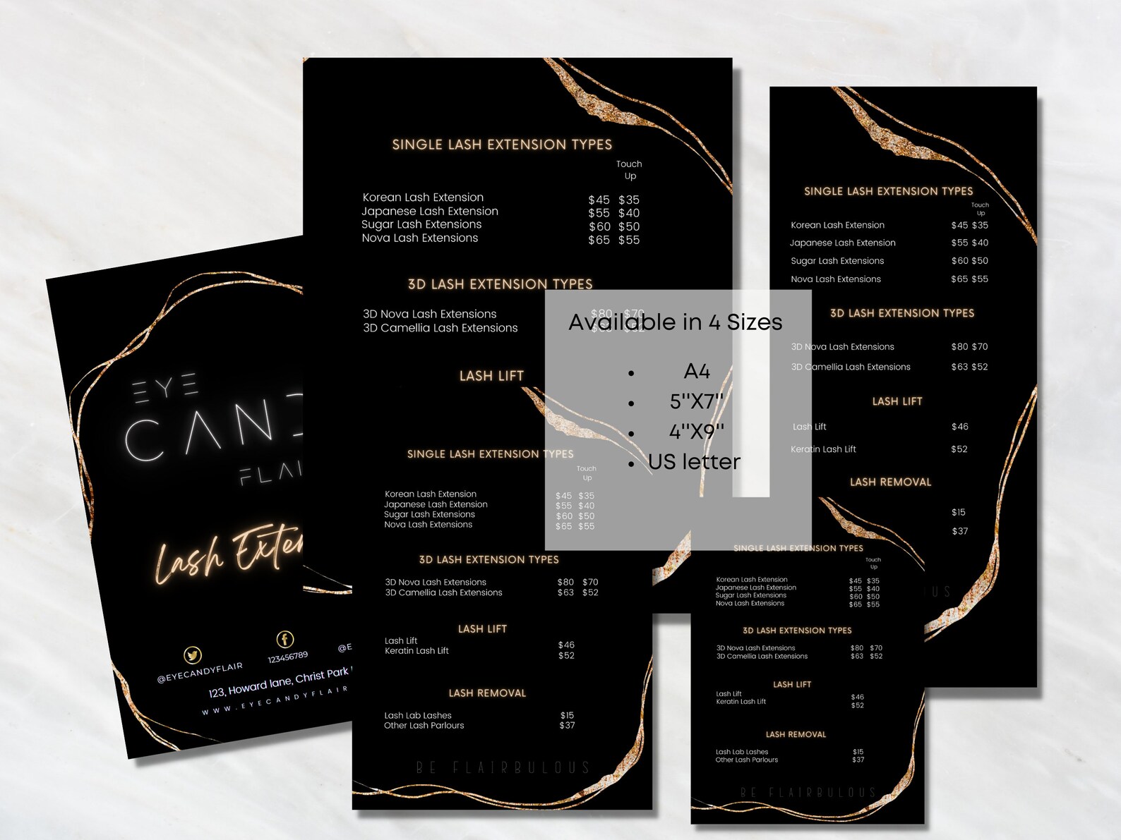 Bundle Neon Price List Template Lash Price List Eyelash - Etsy