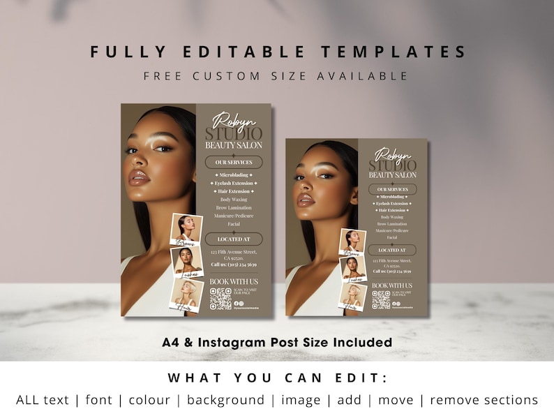 DIY Beauty Salon Flyer Templates Design, Hair Nail Makeup Salon ...