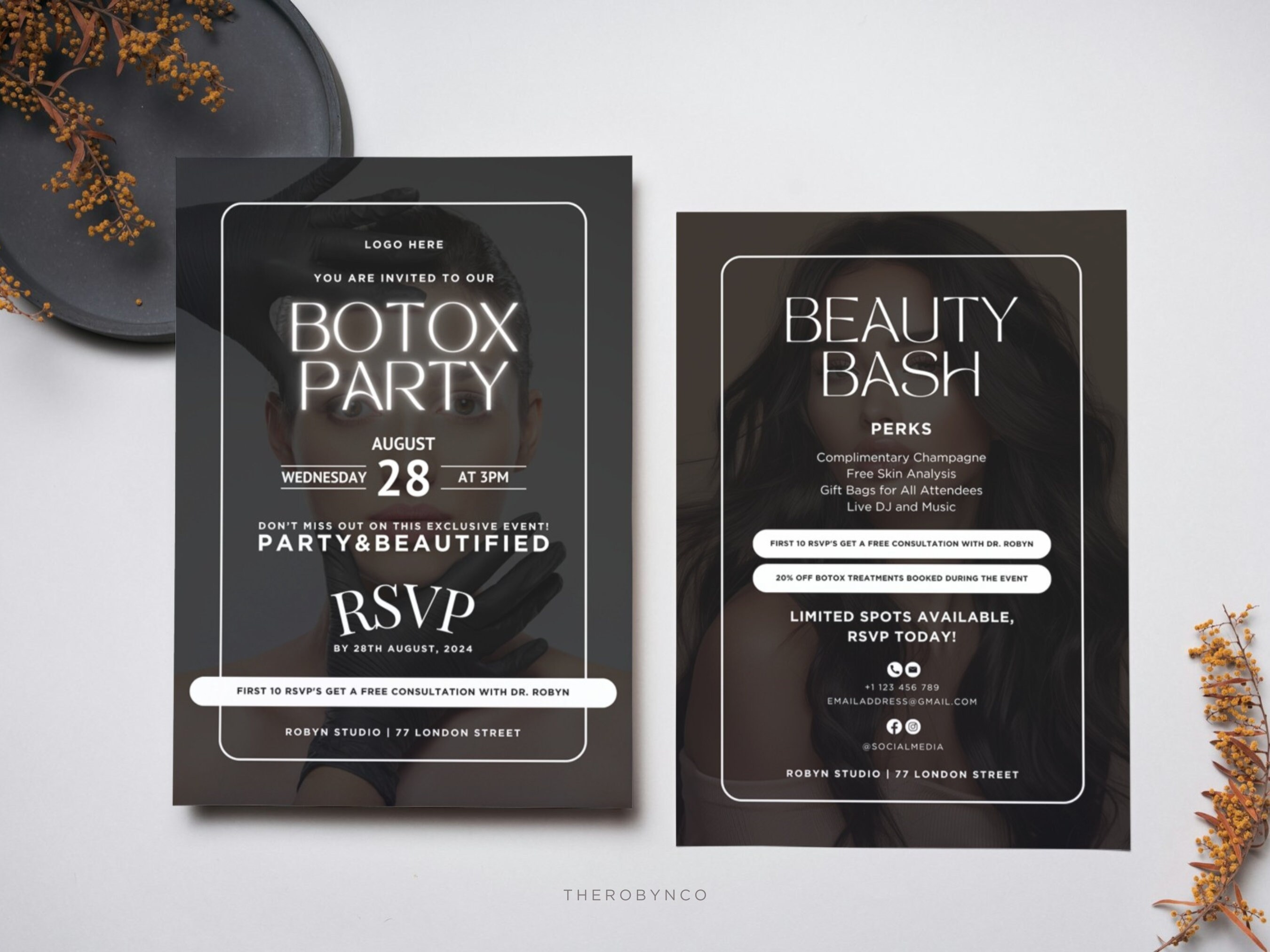 DIY Botox Party Invitation Flyer Templates, Editable Printable, Brand ...