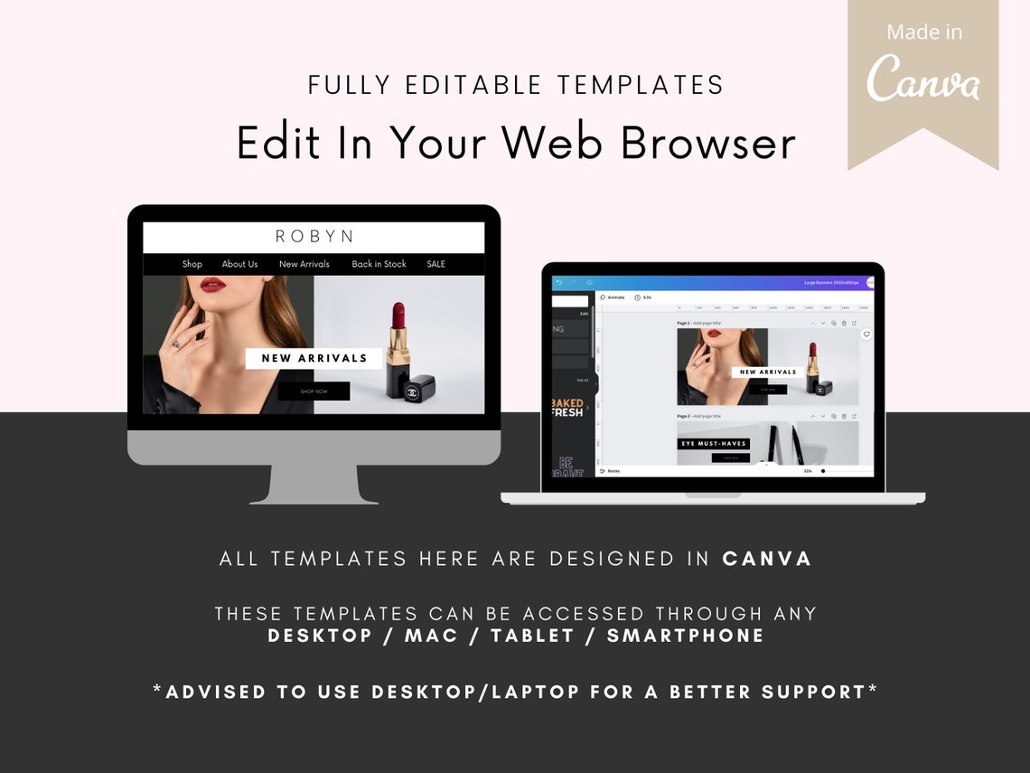 Beauty Cosmetics Makeup Shopify Website Banner Header - Etsy