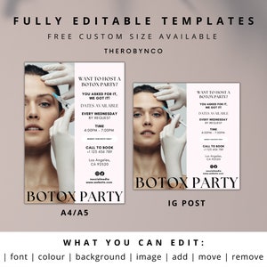 DIY Botox Party Promotional Beauty Flyer Templates, Editable Printable ...