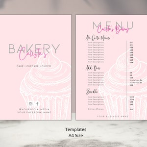 Pink Bakery Shop Price List Templates, Editable Printable, Instant ...