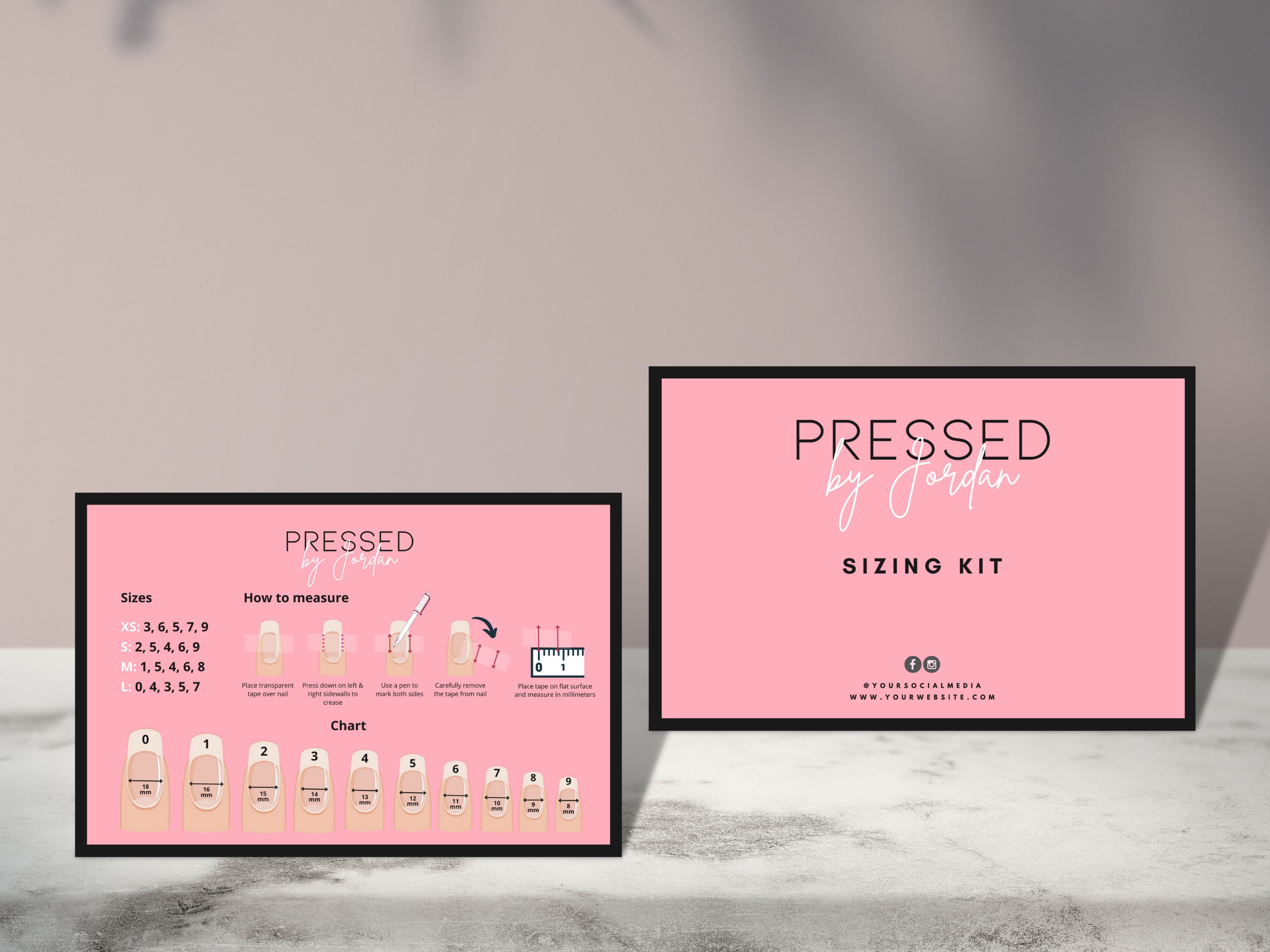 DIY Press on Nail Sizing Kit Chart Card Templates Design - Etsy