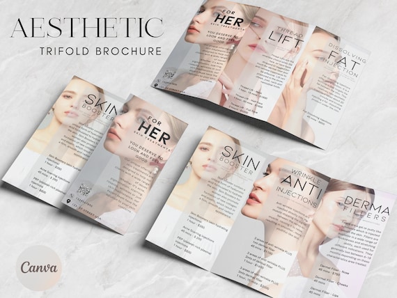 Editable Aesthetic Trifold Brochure Skin Care Spa Brochure - Etsy