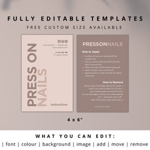 DIY How to Apply Press on Nails Card Templates, Instructions Card ...