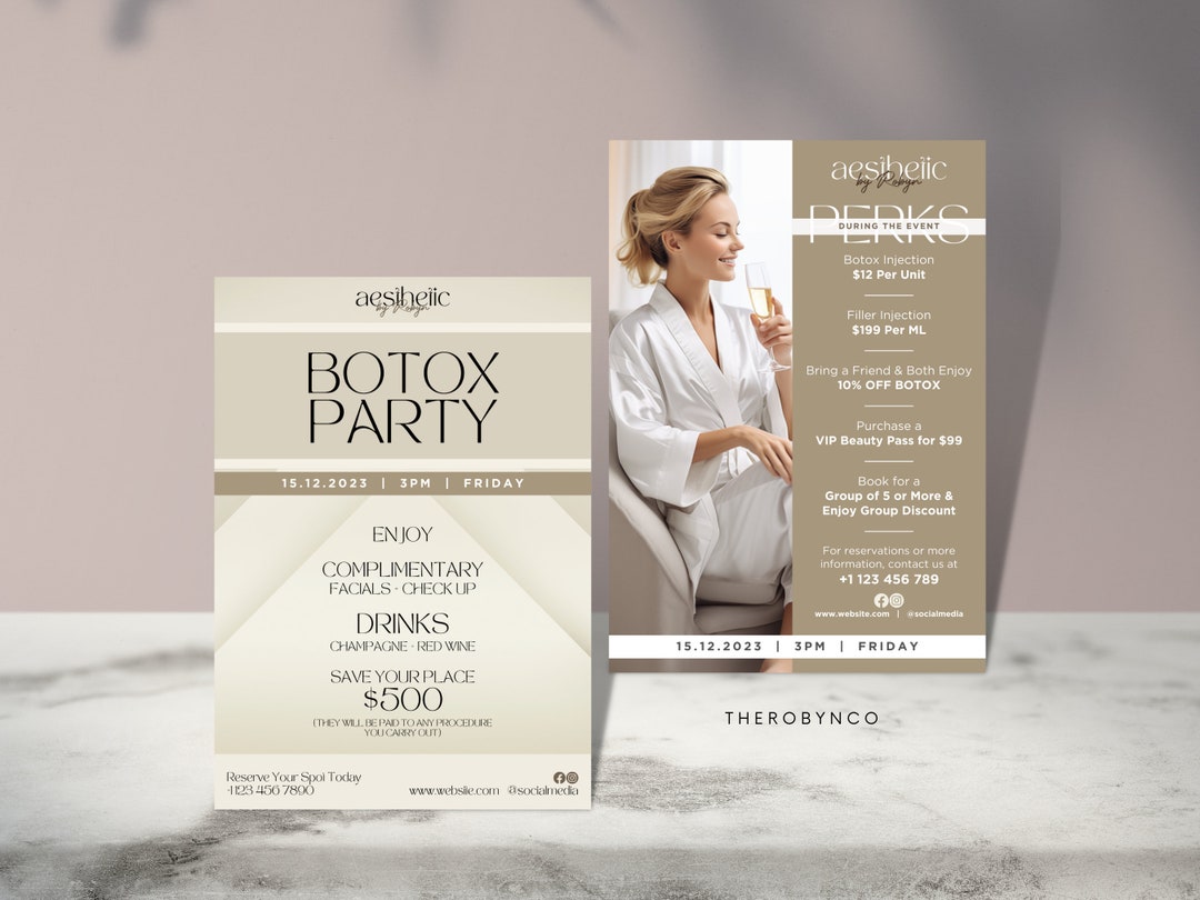 DIY Botox Party Promotional Beauty Flyer Templates, Editable Printable ...