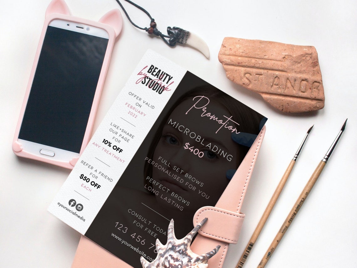 PMU Microblading Brows Flyer Promo Design Templates Editable | Etsy