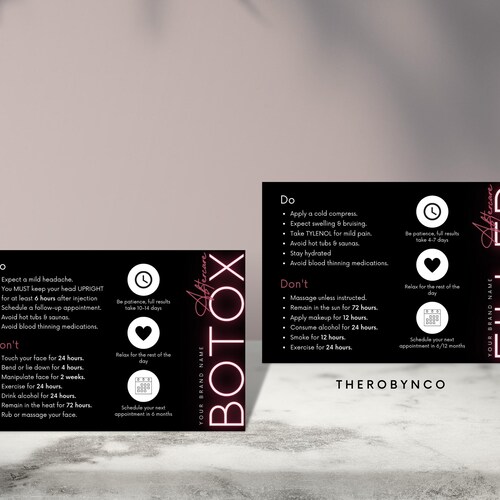 DIY Botox Filler Aftercare Card Design Mini Templates - Etsy