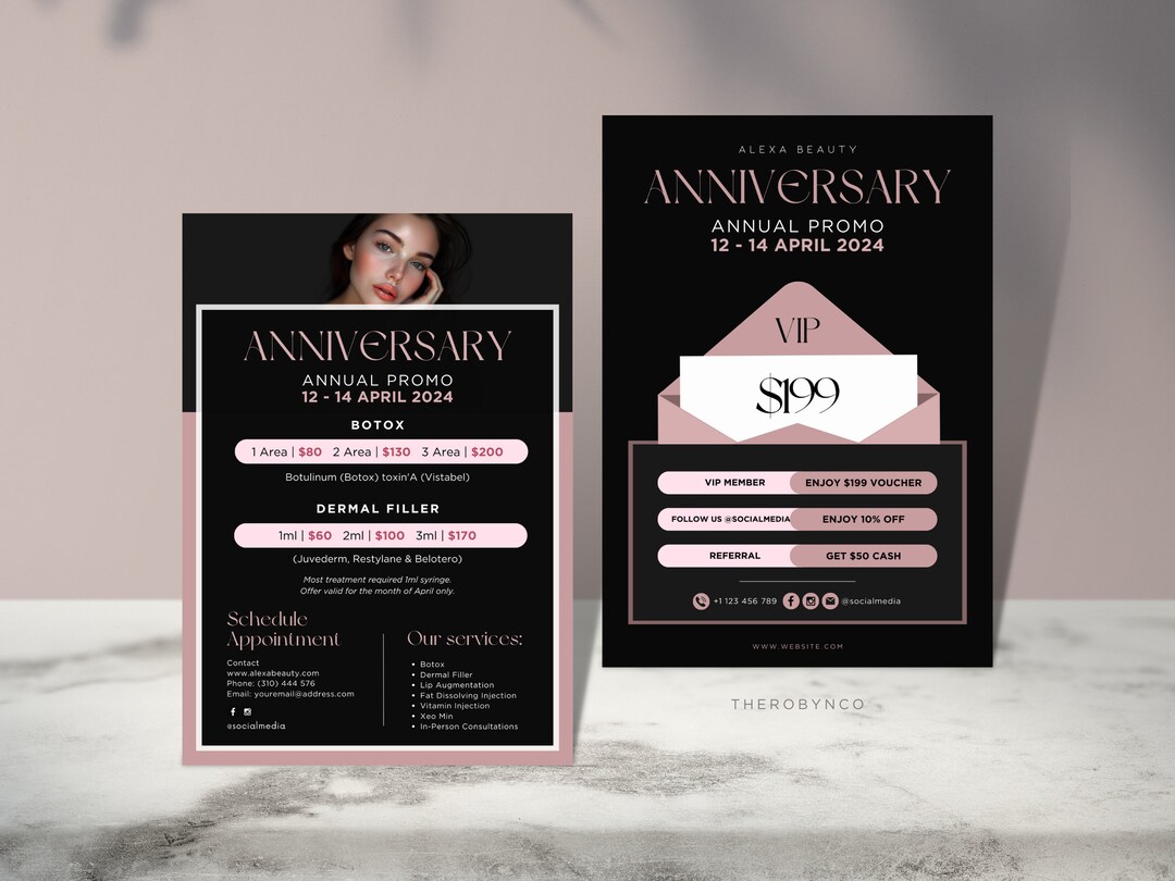 DIY Botox Dermal Filler Beauty Flyer Templates Design, Anniversary ...
