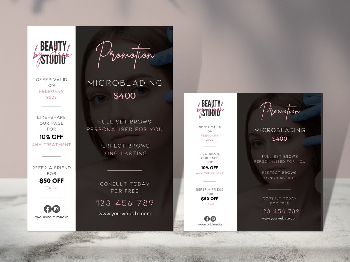 PMU Microblading Brows Flyer Promo Design Templates Editable - Etsy ...