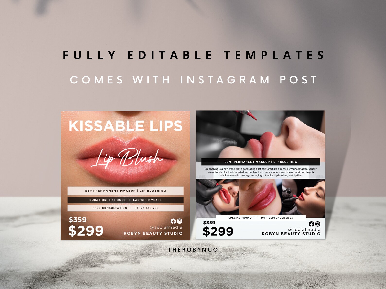 PMU Lip Blush Flyer Promo Design Templates, Editable, Printable ...