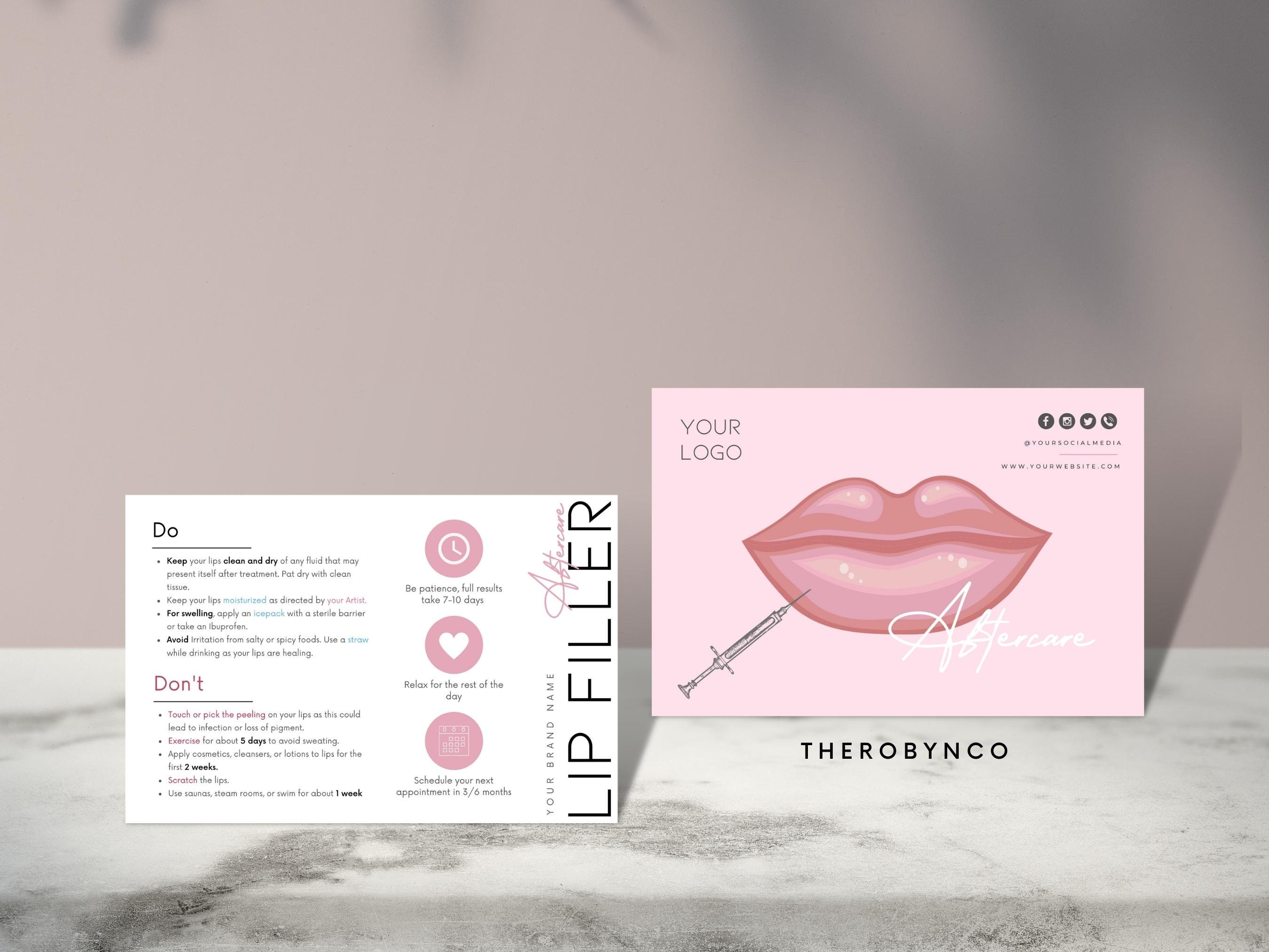 Lip Filler Aftercare Card Design Templates Lips Enhancement - Etsy