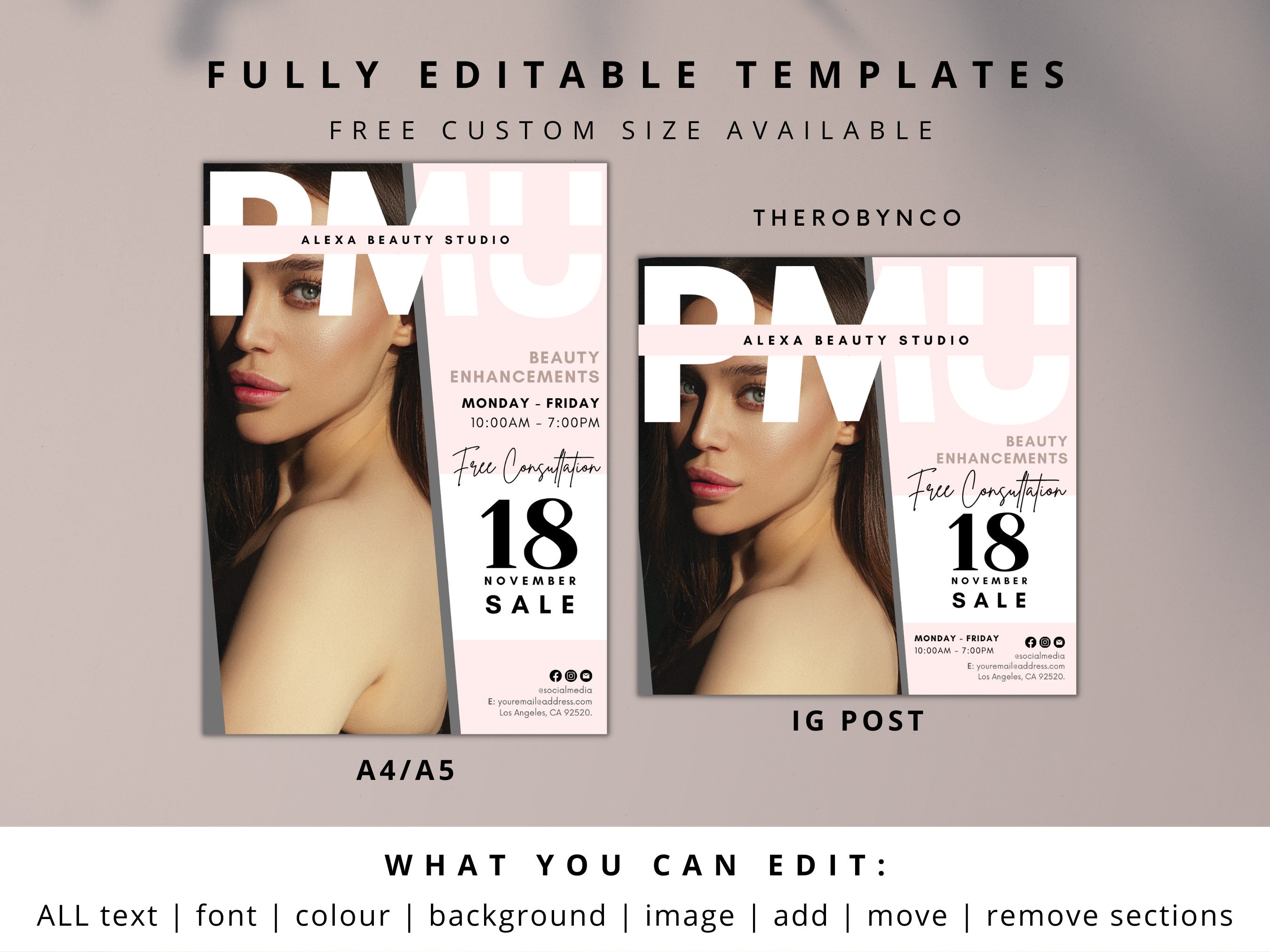 PMU Beauty Flyer Brand Awareness Templates Hair Nail Makeup - Etsy