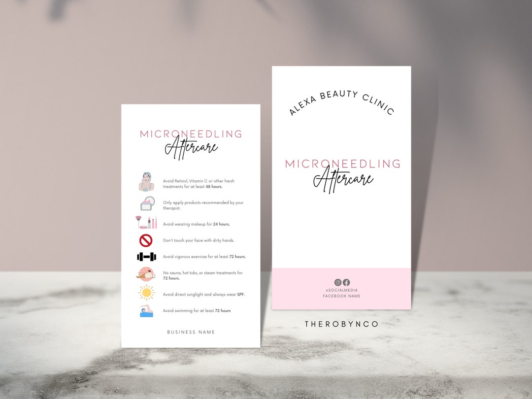 DIY Microneedling Aftercare Card Design Mini Templates - Etsy