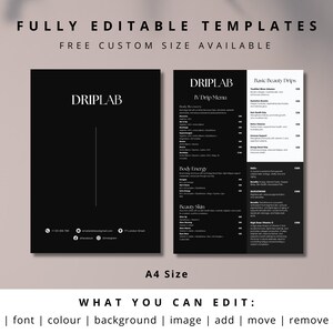 DIY IV Drips Price List Design Templates, Pre Made Complete Menu ...