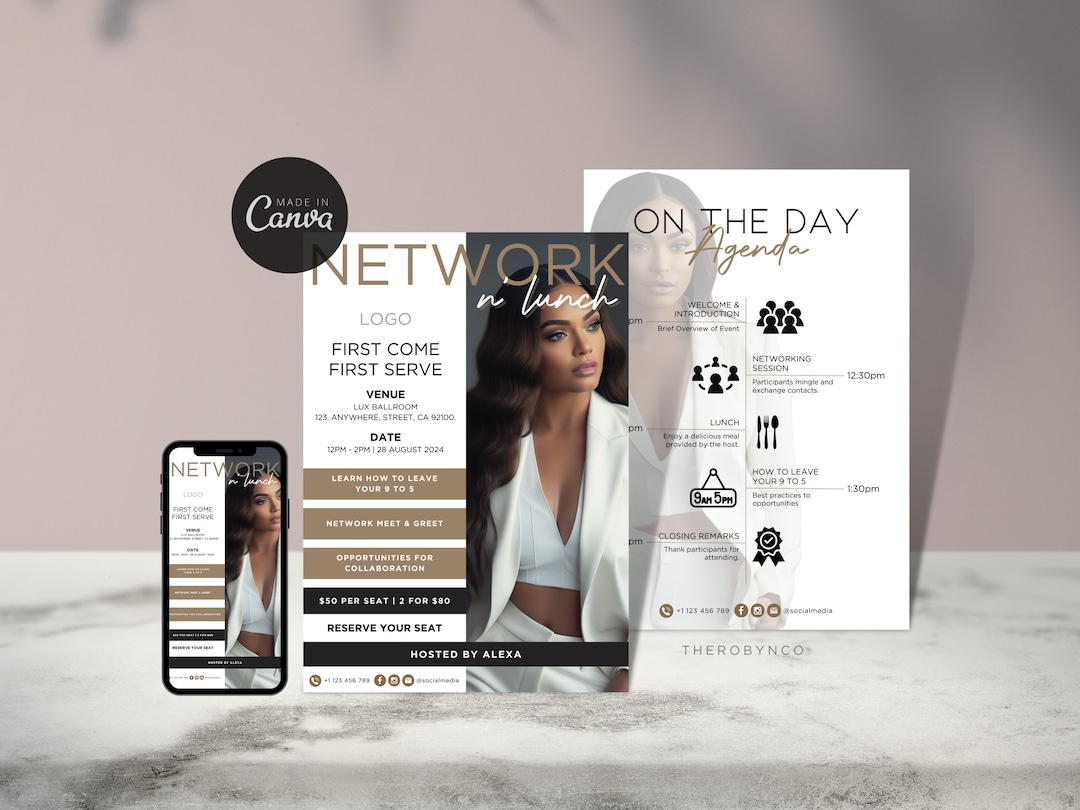 DIY Network Lunch Flyer Templates Design, Networking Women's ...