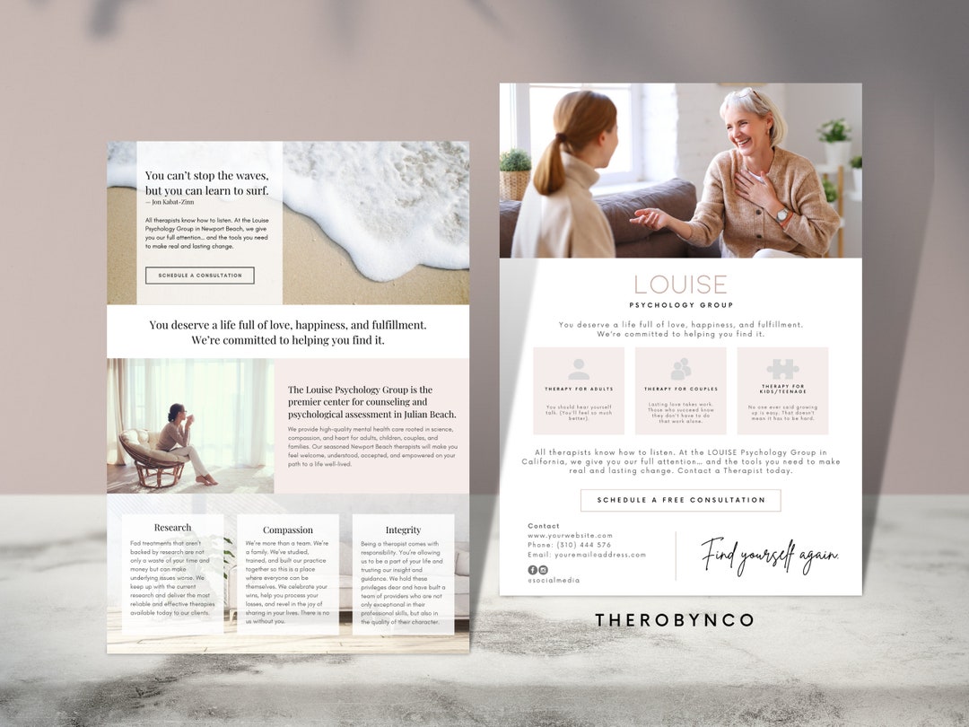 Counseling Psychology Therapy Flyer Templates Design, Editable ...