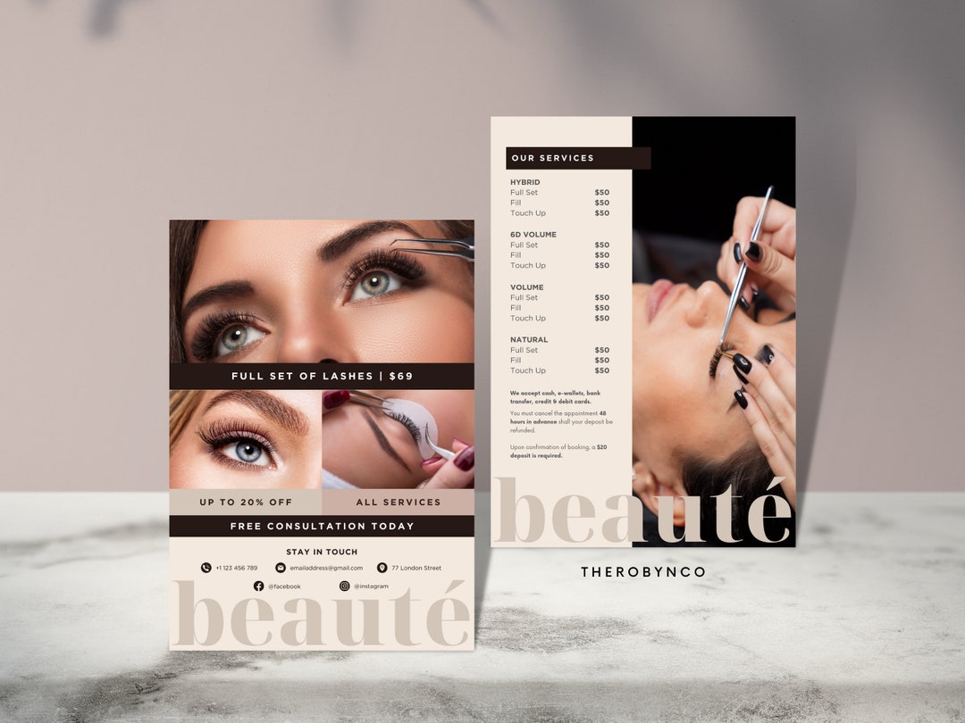 Eyelash Extension Beauty Flyer Templates Brand Awareness, Lash Tech ...