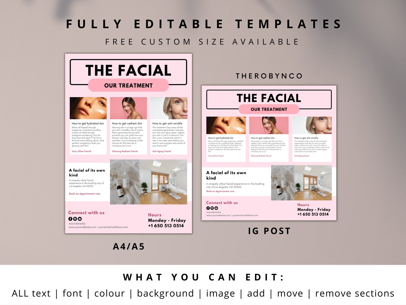 Beauty Flyer Brand Awareness Templates, Skincare Makeup Salon, Editable ...