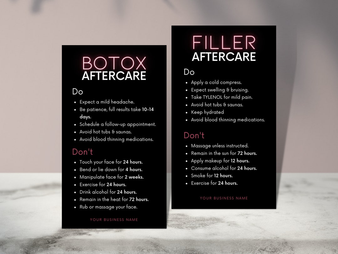 DIY Botox Filler Aftercare Card Design Mini Templates, Editable ...
