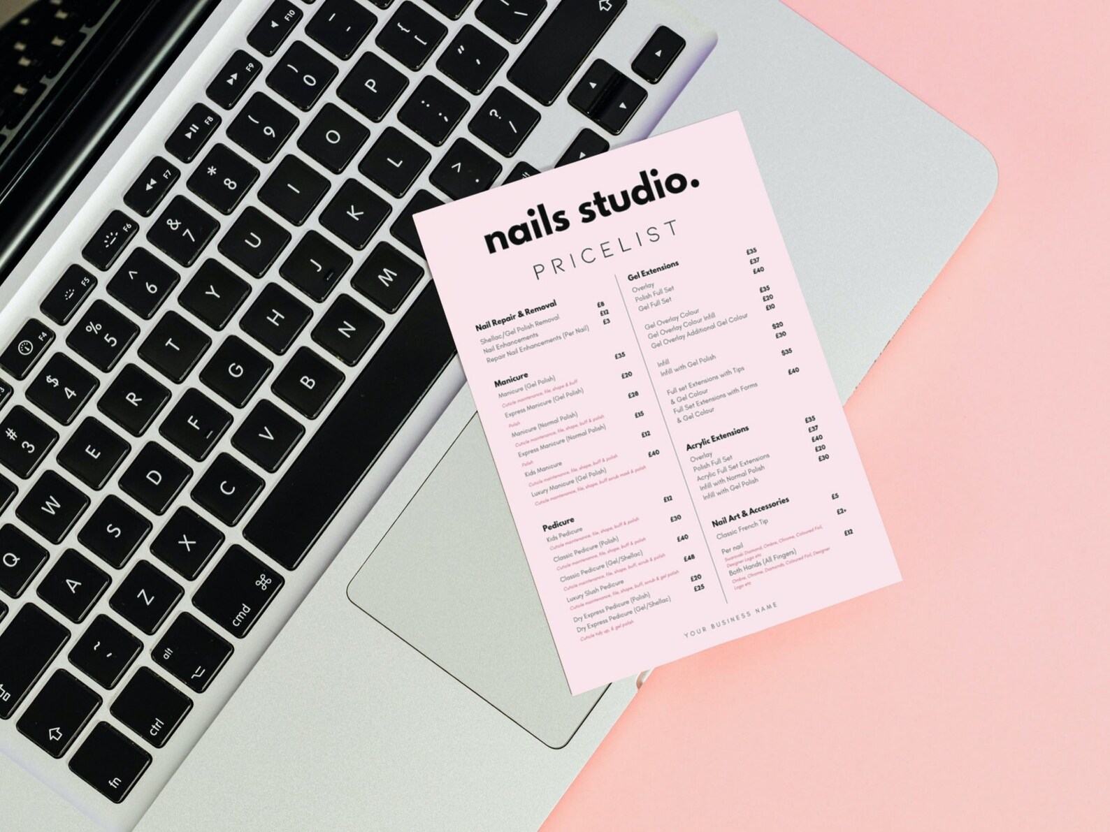 DIY Nail Salon Price List Design Templates, Pre Made Editable Printable ...