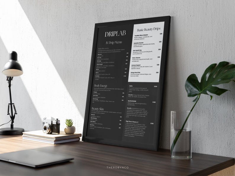 DIY IV Drips Price List Design Templates, Pre Made Complete Menu ...