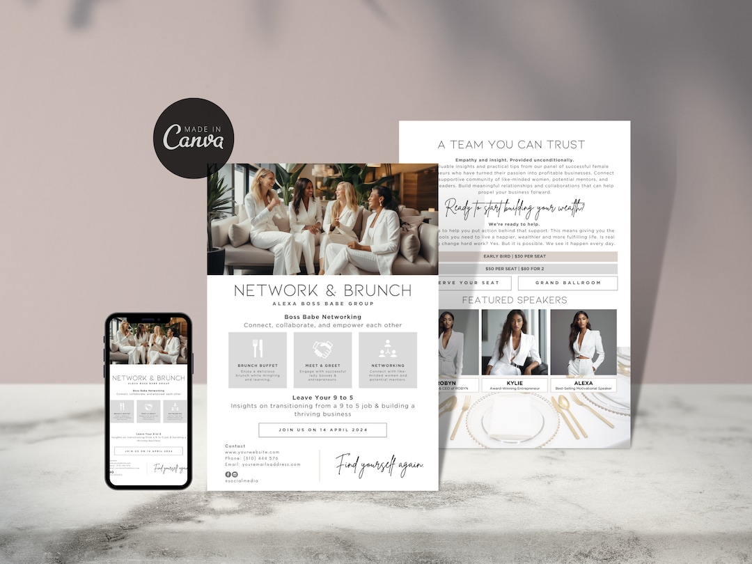 DIY Network Brunch Flyer Templates Design, Networking Women's ...
