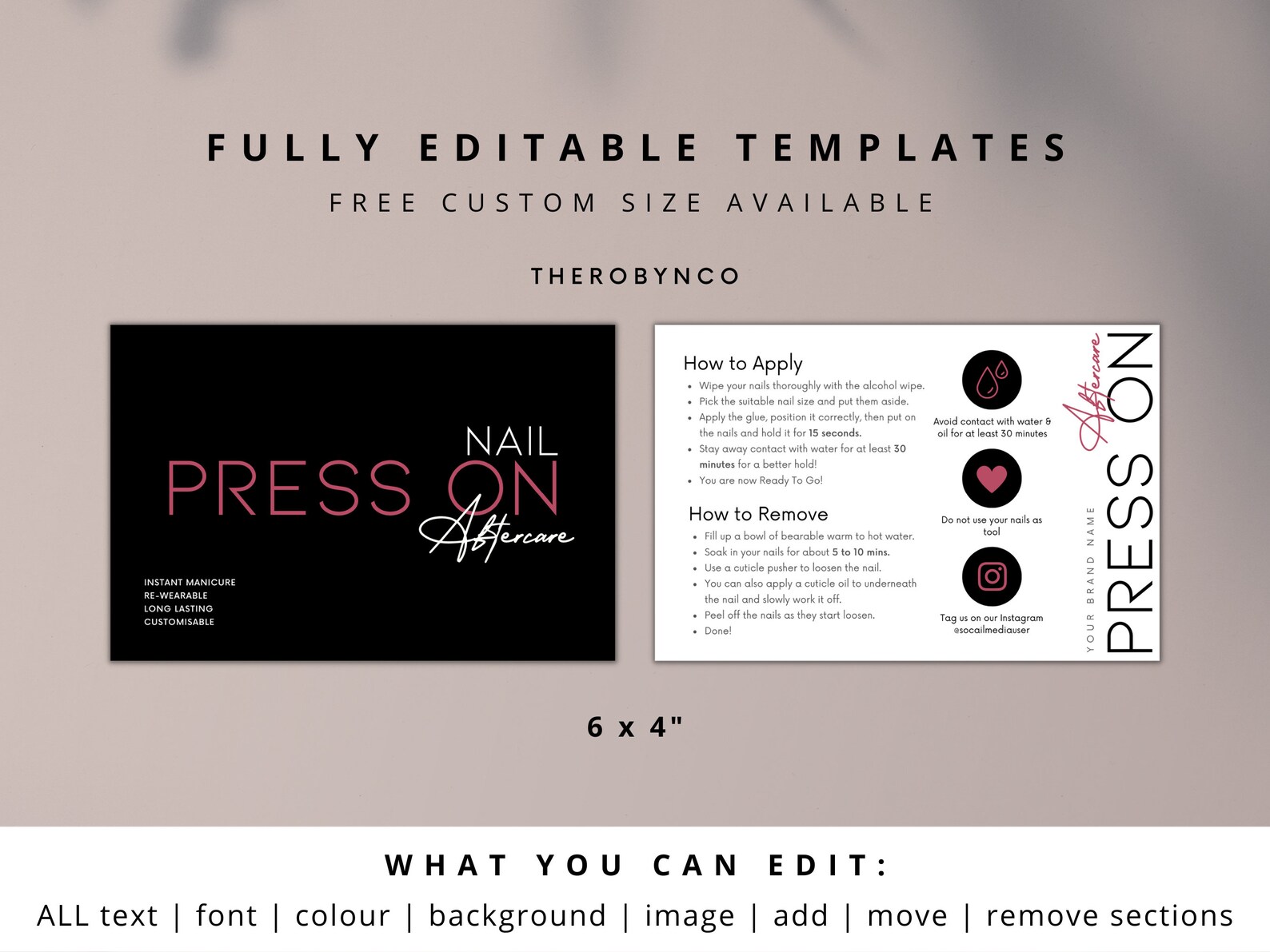 How to Apply Press on Nails Instructions Card Guide Templates - Etsy
