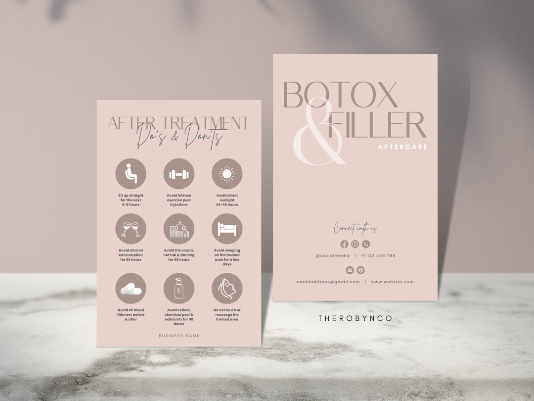 DIY Botox Filler Aftercare Card Design Mini Templates, Editable ...