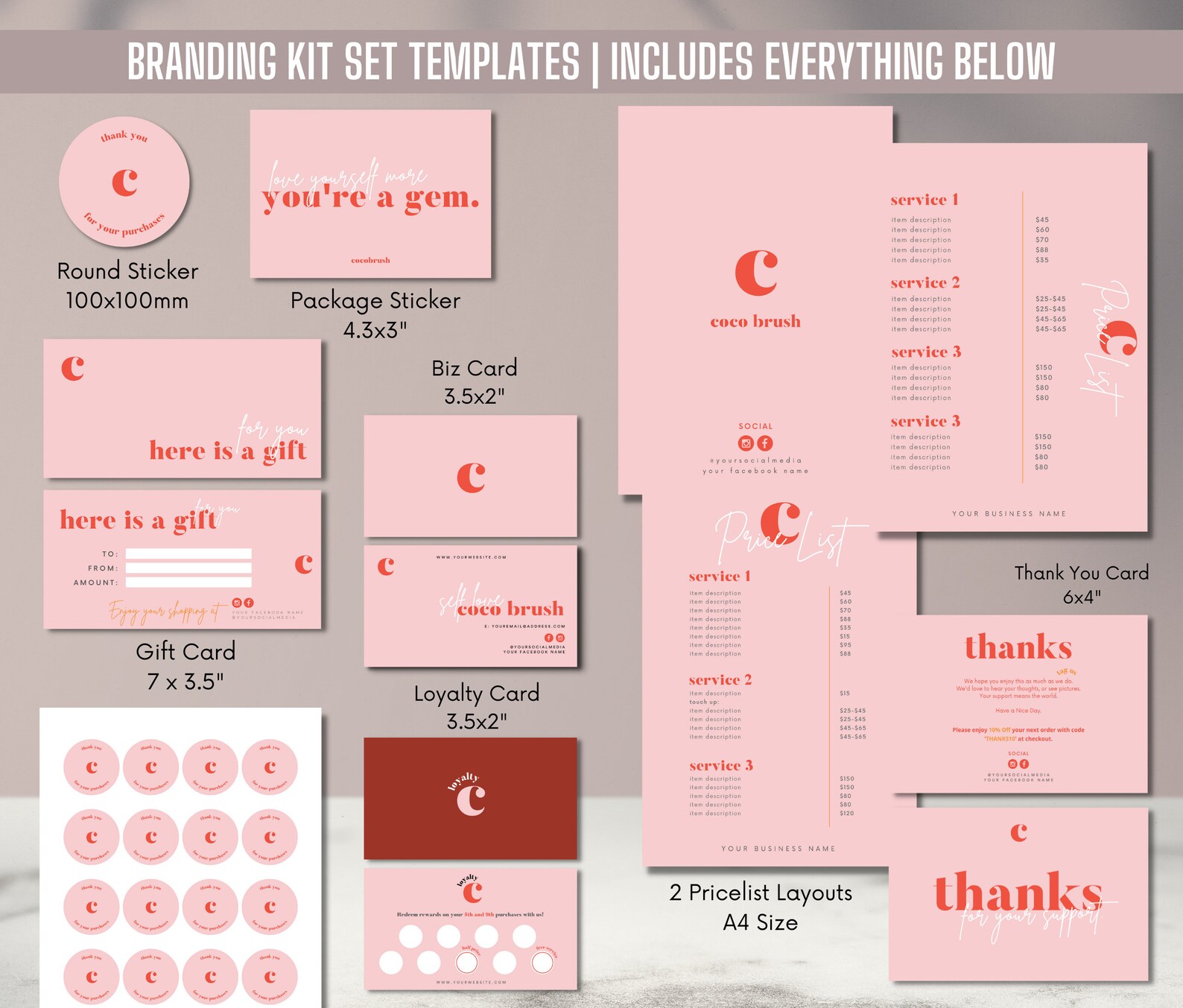 COCO 17+ Large Branding Kit Set Bundle Templates, Editable, Printable ...