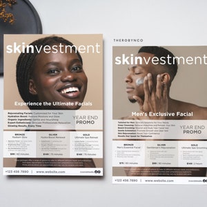 Facial Skincare Membership Flyer Templates Design. Beauty Business ...