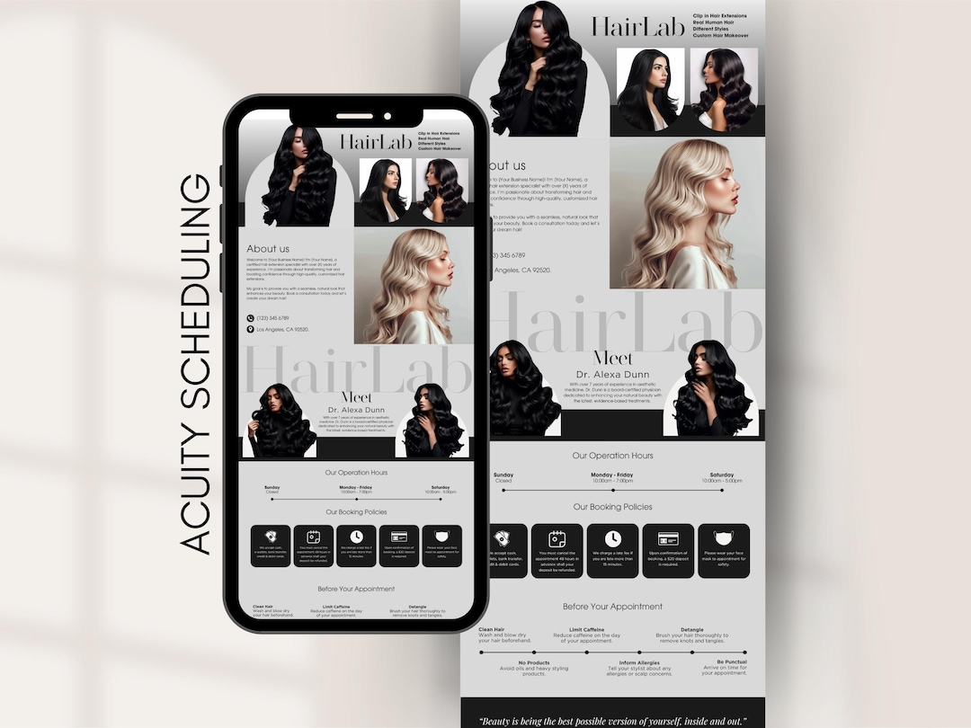 Luxury Hair Stylist Acuity Scheduling Template, Acuity Scheduling ...