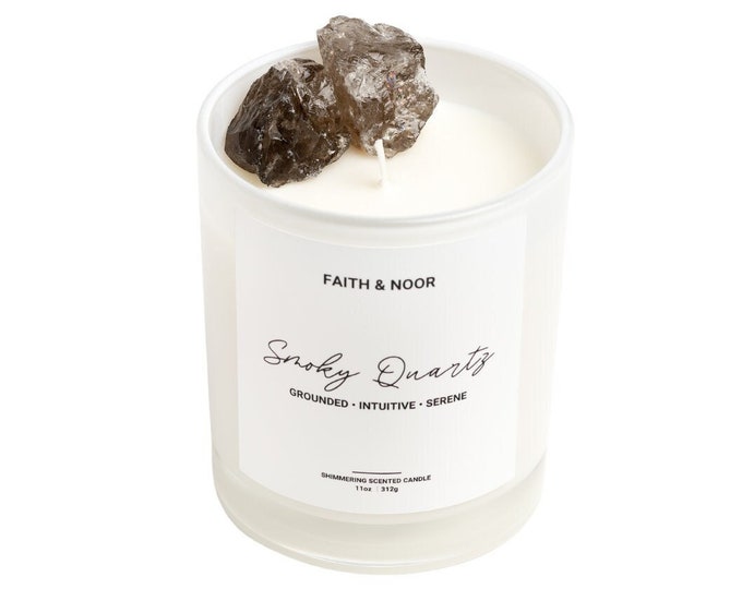 Smoky Quartz - GROUNDED - Crystal Candle - 11 Oz. - Aromatherapy ...