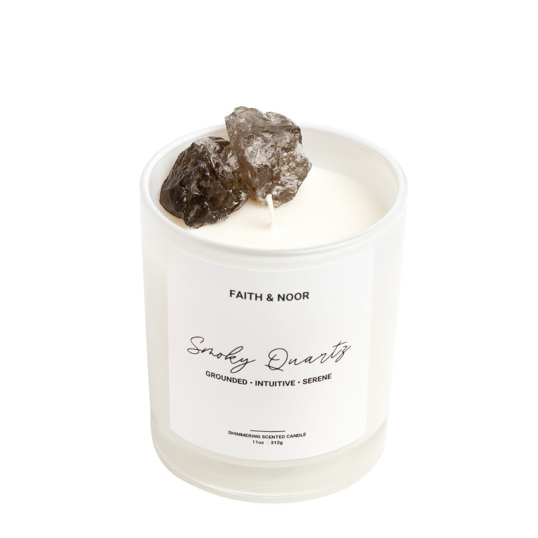 Smoky Quartz - GROUNDED - Crystal Candle - 11 Oz. - Aromatherapy ...