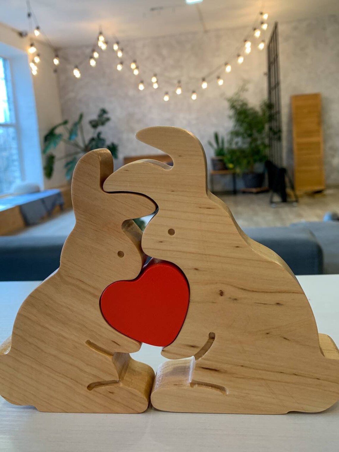 Creative Wooden Bunny Figurines Statue Stylish Bunny Family - Etsy