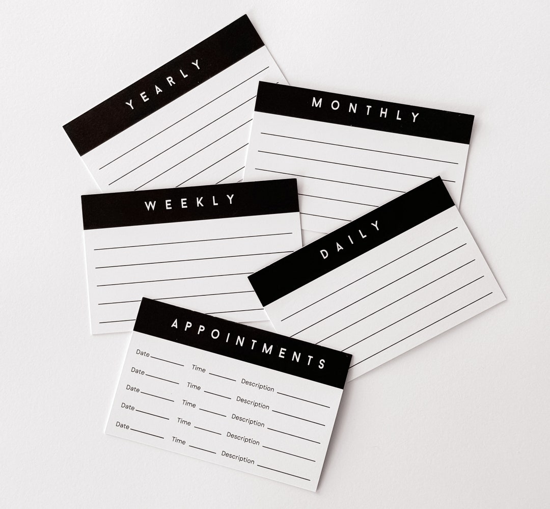 Planning Cards Appointment Card Planning Essential Minimal Style Set of ...
