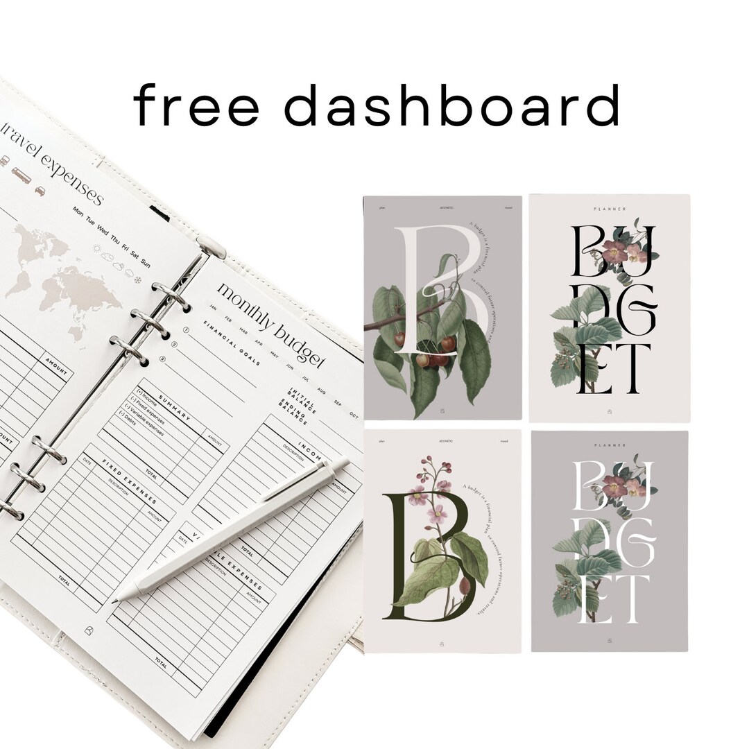 Budget Planner FREE Dashboard of Your Choice 12 Months PRINTED Budget ...
